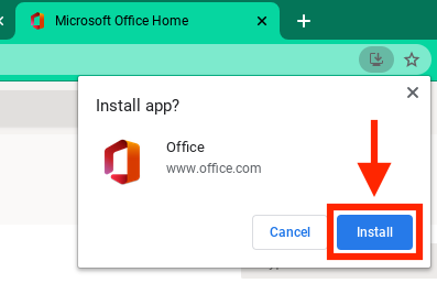 Install Office app cb