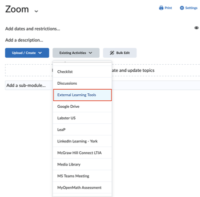 Accessing Zoom from your BrS course to create meetings - Center For ...