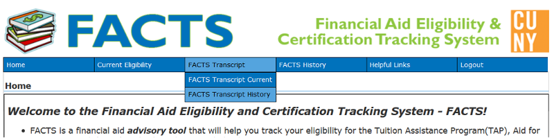FACTS Transcript tab - York College / City University of New York ...