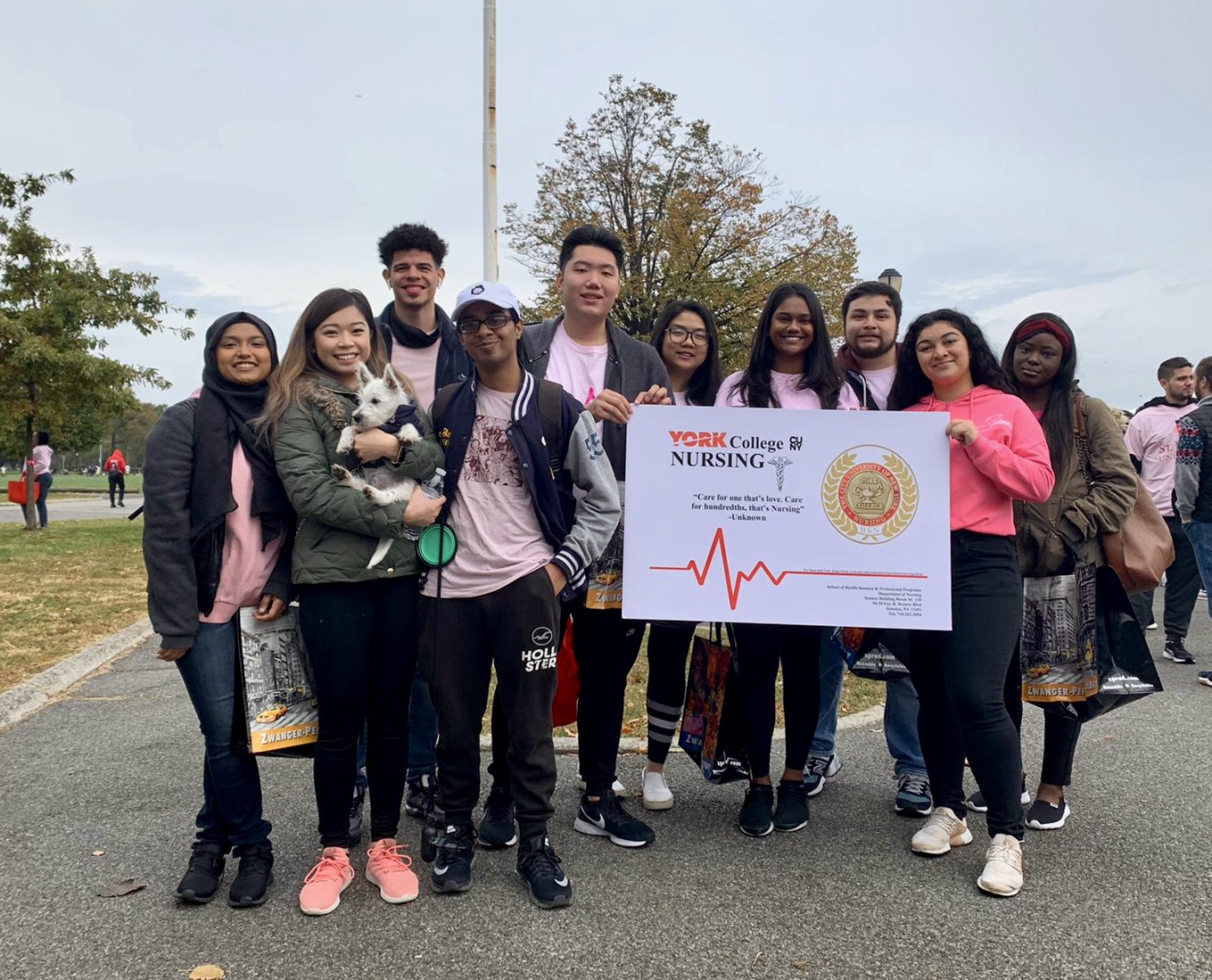Nusing Students Hold Banner — York College / CUNY