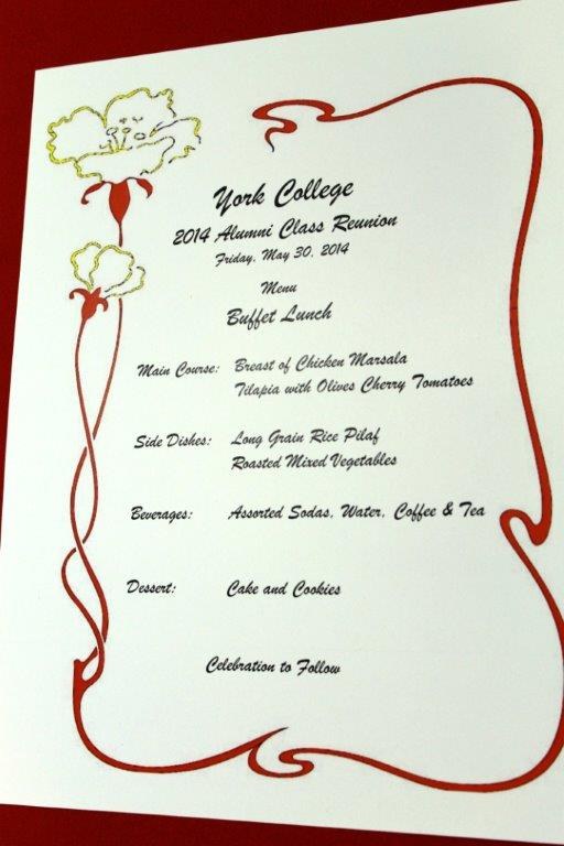 Class Reunion Luncheon Menu - York College / City University of New ...