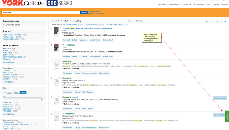 OneSearch is here - Library - York College